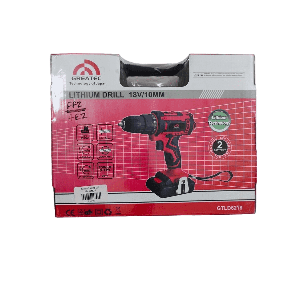 Cordless drill machine 18V 10mm Greatec - Reborn Trading LLC
